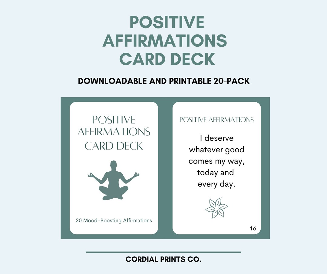 Positive Affirmations Card Deck 20 Printable Cards - Etsy
