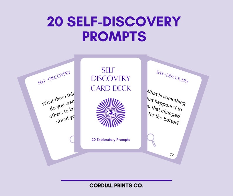 Self-discovery Card Deck • 20 Printable Cards • Self-discovery Prompts ...