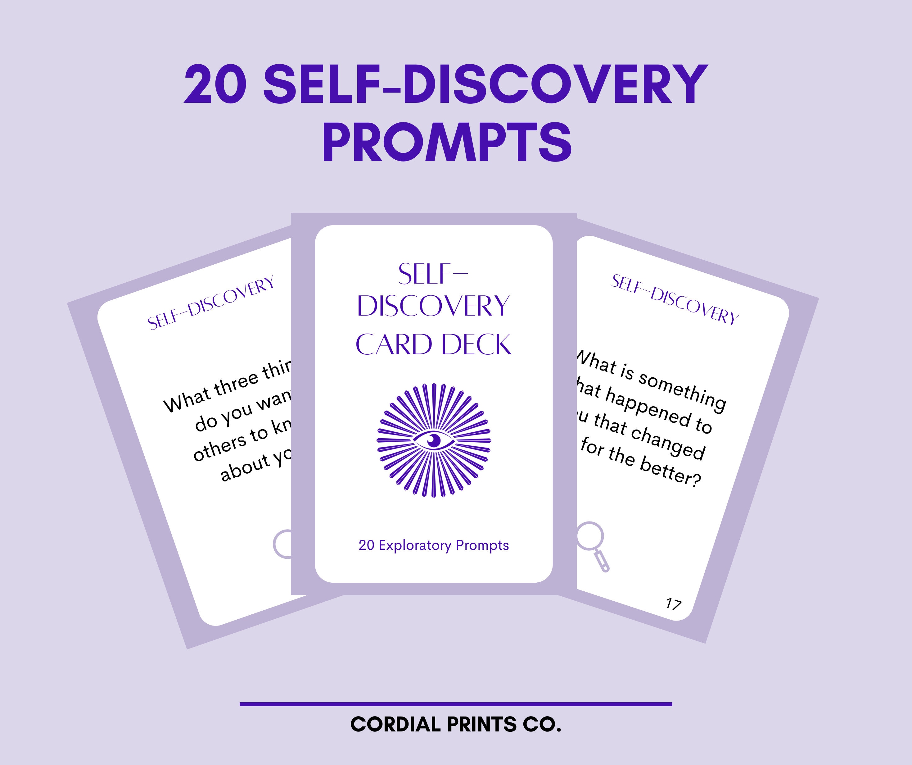 Self-discovery Card Deck • 20 Printable Cards • Self-discovery Prompts ...