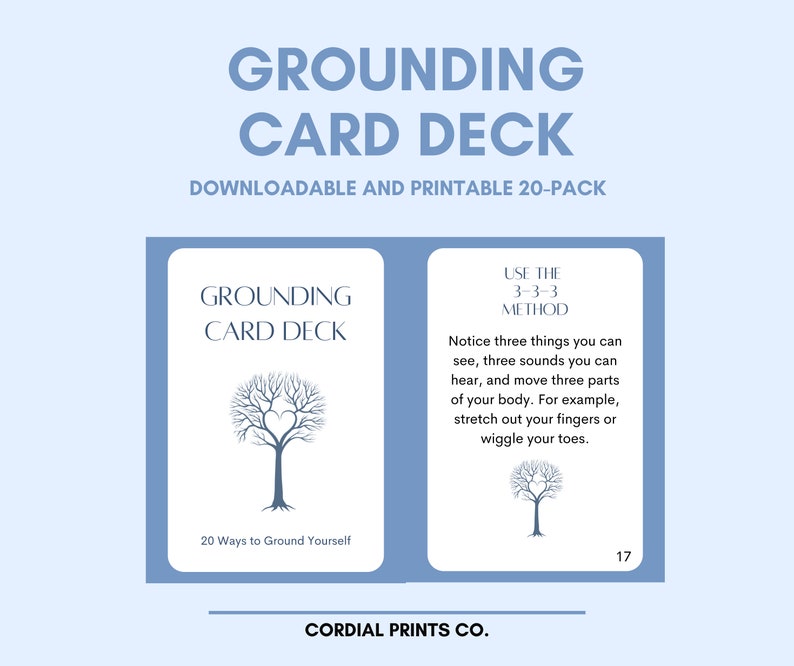 Grounding Card Deck • 20 Printable Cards • Grounding Techniques and ...