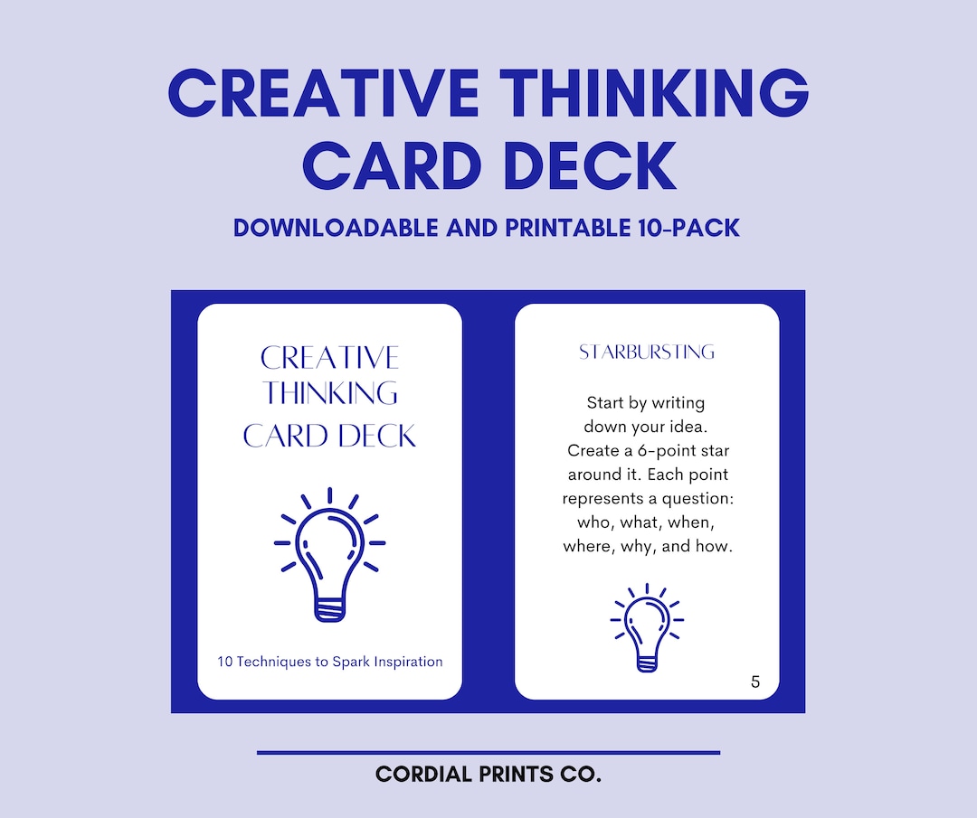 Creative Thinking Card Deck • 10 Printable Cards • Creativity ...