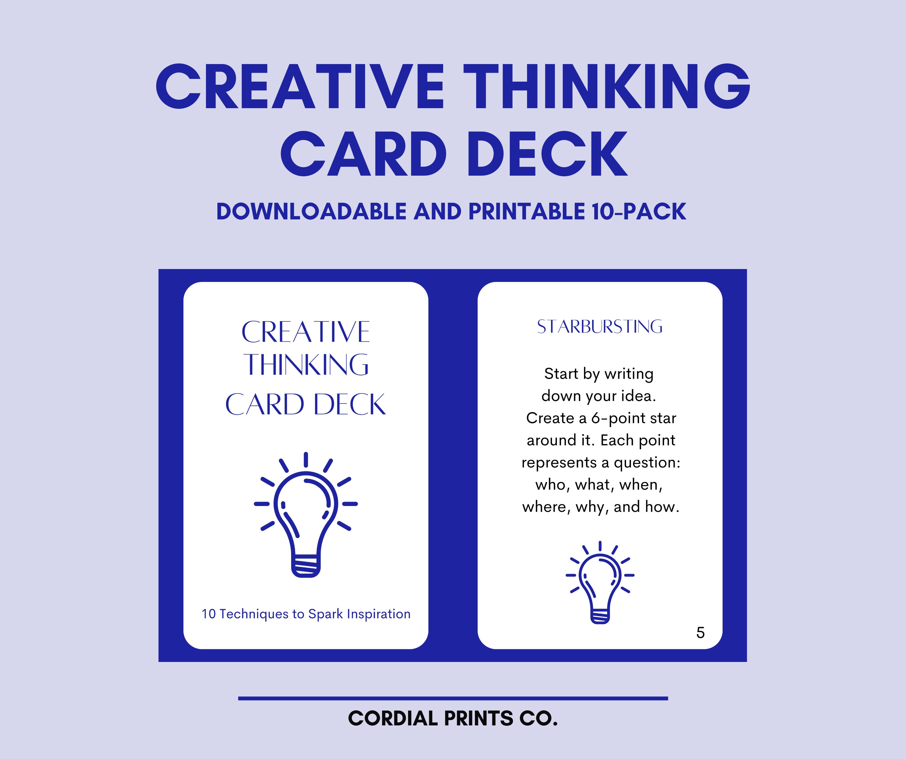 Creative Thinking Card Deck • 10 Printable Cards • Creativity ...