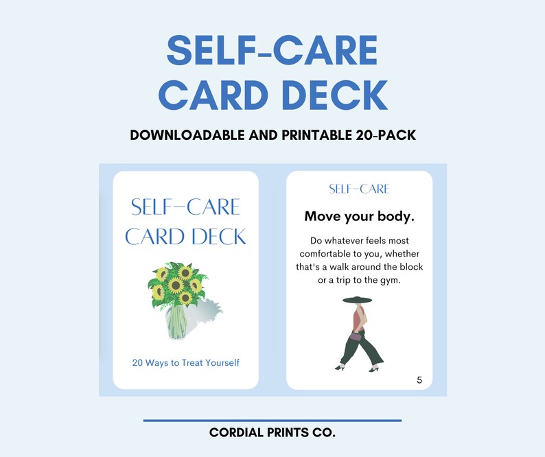 Self-care Card Deck 20 Printable Cards Self Care - Etsy