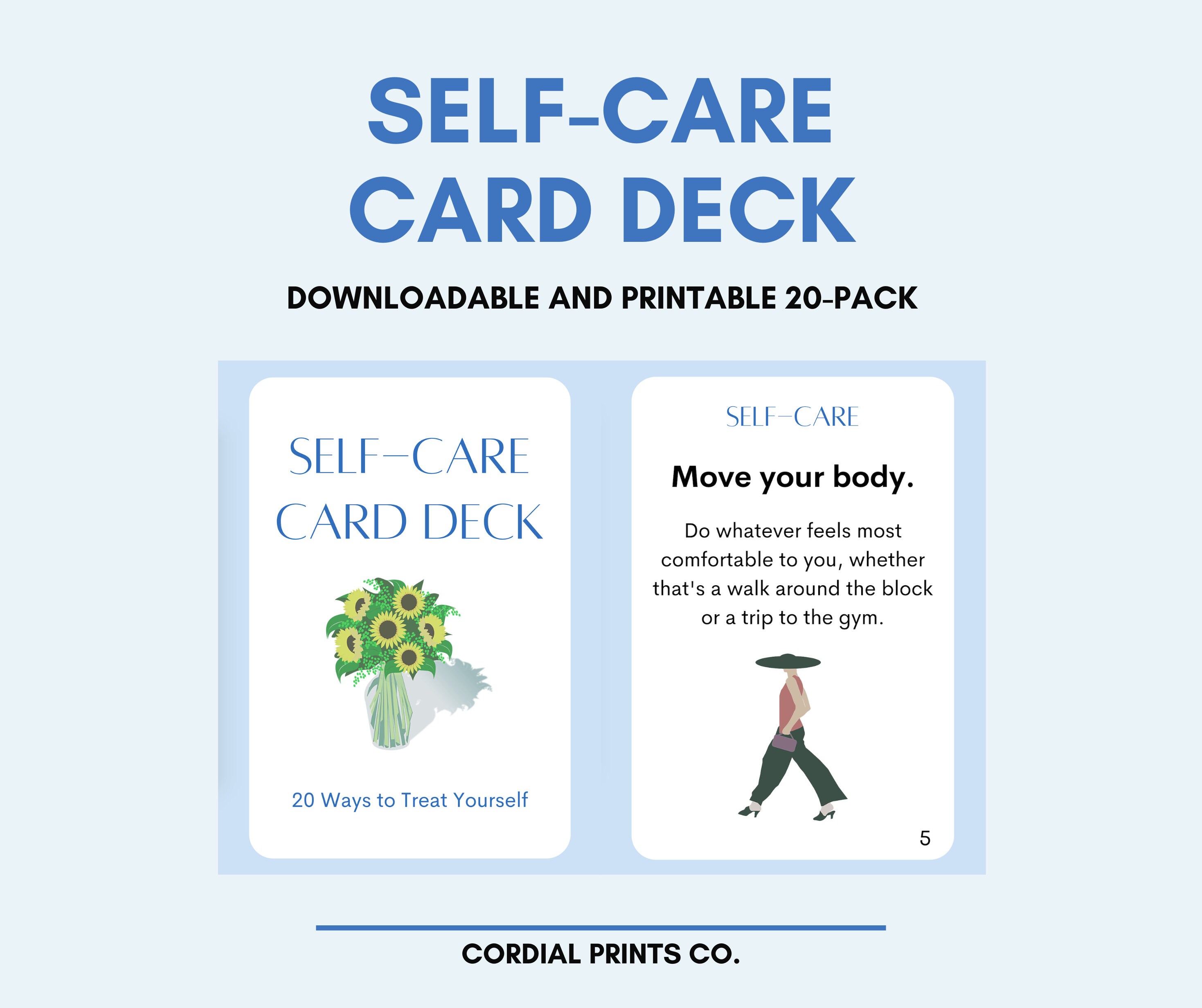 Self-care Card Deck 20 Printable Cards Self Care - Etsy Canada