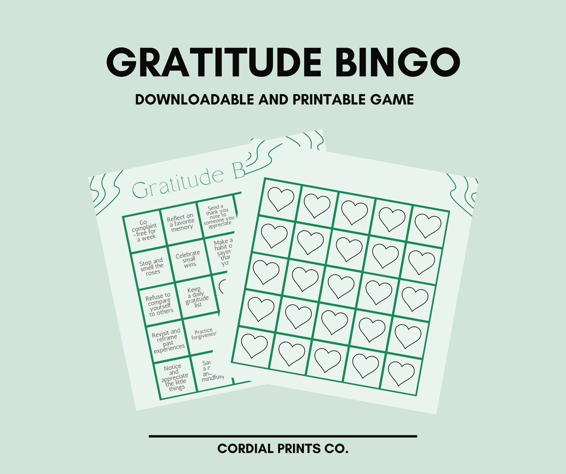 Gratitude Bingo Game • 24 Ways to Practice Gratitude • Digital ...