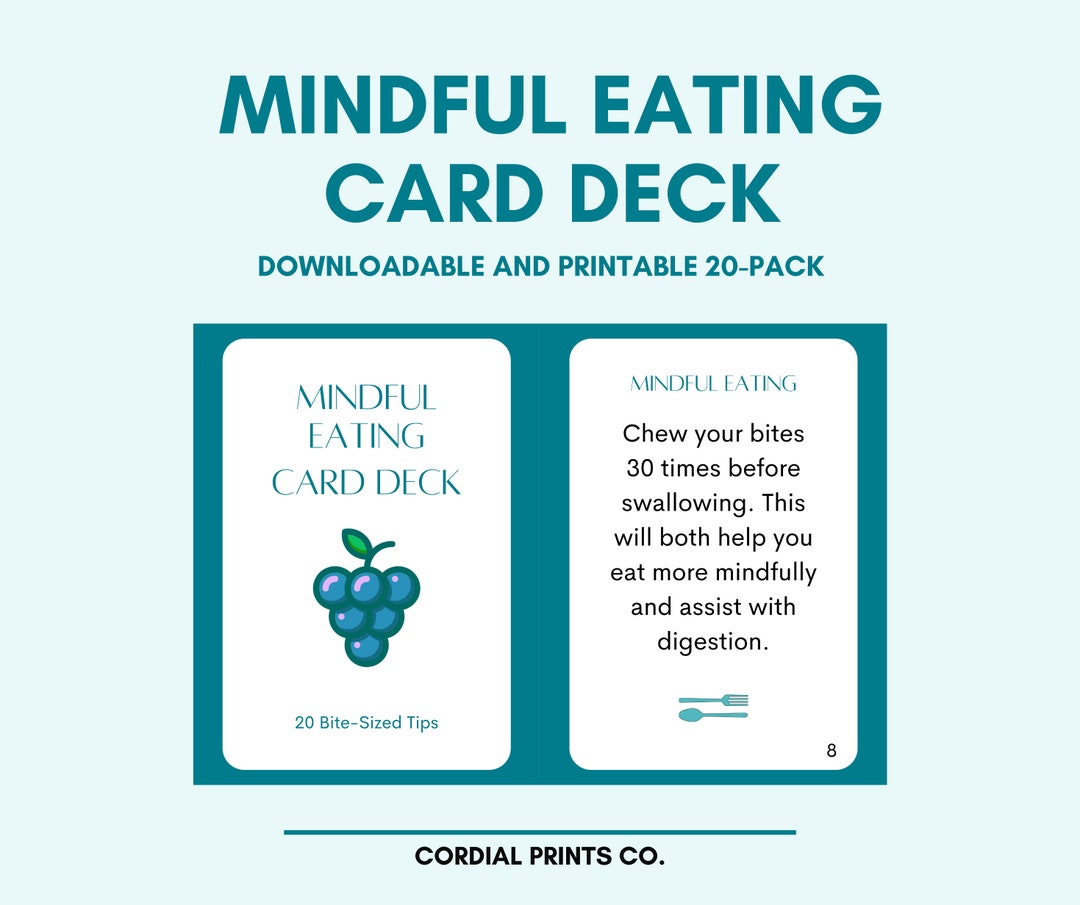 Mindful Eating Card Deck • 20 Printable Cards • Mindful Eating ...