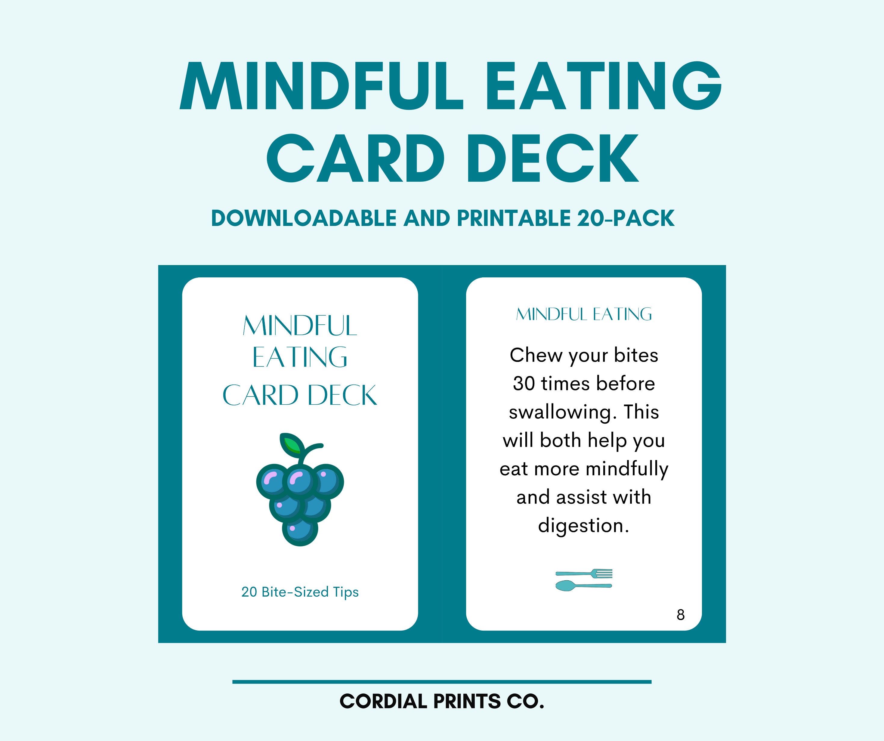 Mindful Eating Card Deck • 20 Printable Cards • Mindful Eating ...