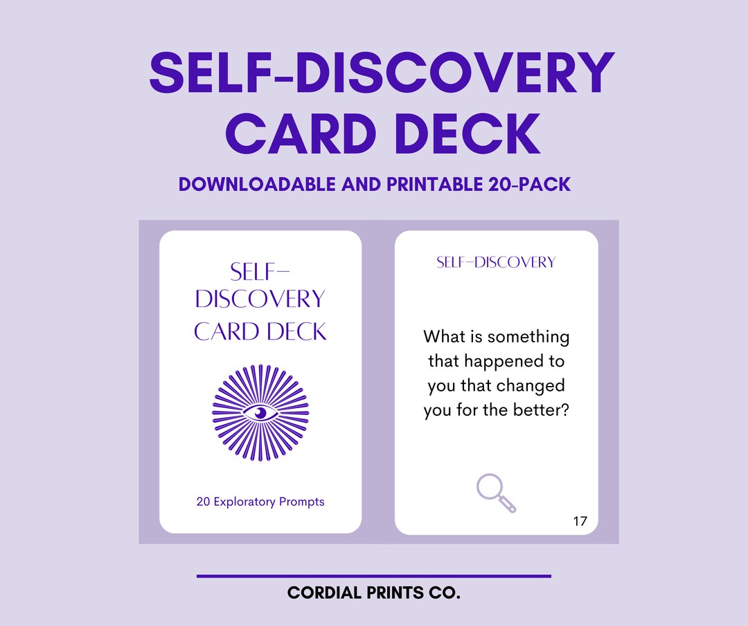 Self-discovery Card Deck • 20 Printable Cards • Self-discovery Prompts ...