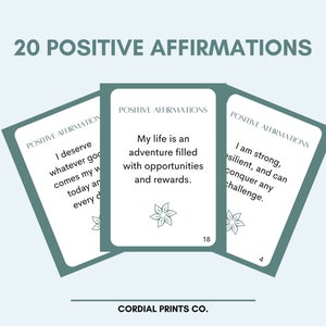 Positive Affirmations Card Deck • 20 Printable Cards • Motivation and ...