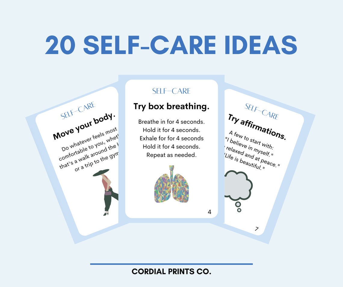 Self-care Card Deck • 20 Printable Cards • Self Care Activities, Ideas ...