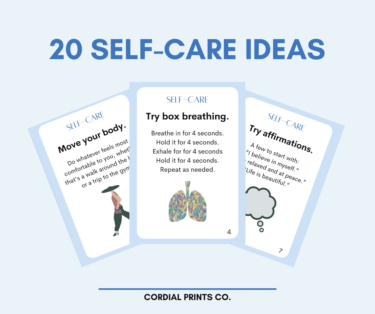 Self-care Card Deck • 20 Printable Cards • Self Care Activities, Ideas ...