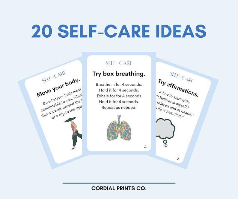 Self-care Card Deck • 20 Printable Cards • Self Care Activities, Ideas ...