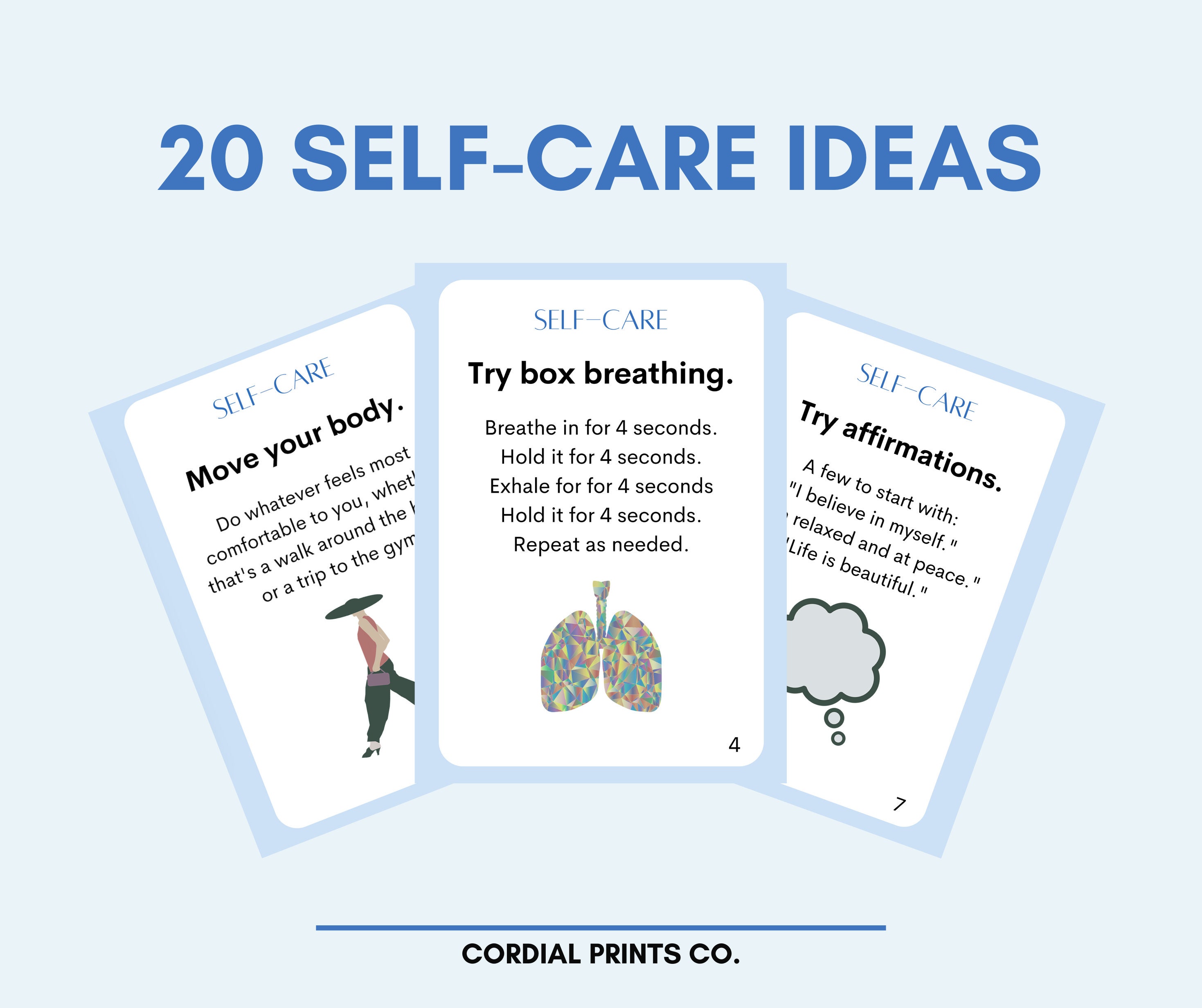 Self-care Card Deck • 20 Printable Cards • Self Care Activities, Ideas ...