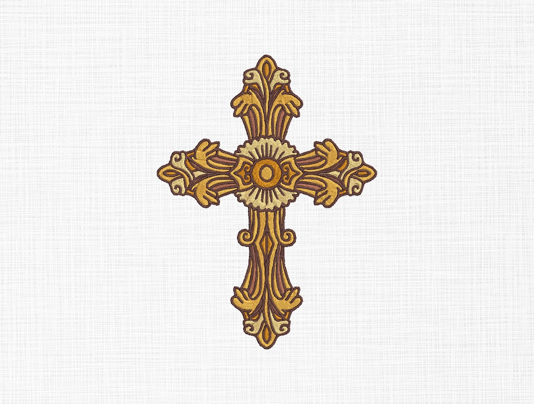 Christian Cross Embroidery Design Fancy Cross Embroidery - Etsy