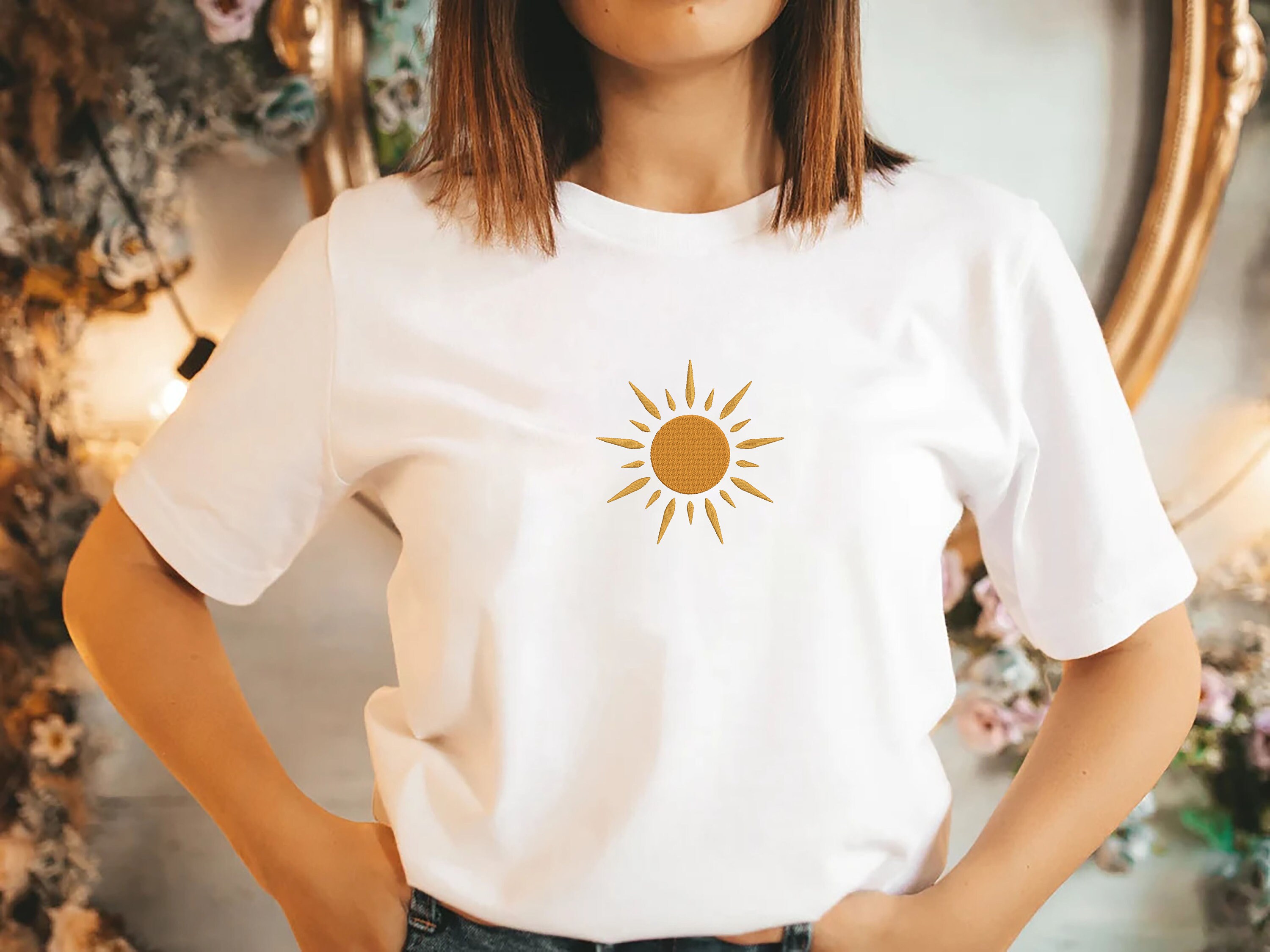 Sun Embroidery Design Burning Sun Embroidery Design Summer Embroidery ...