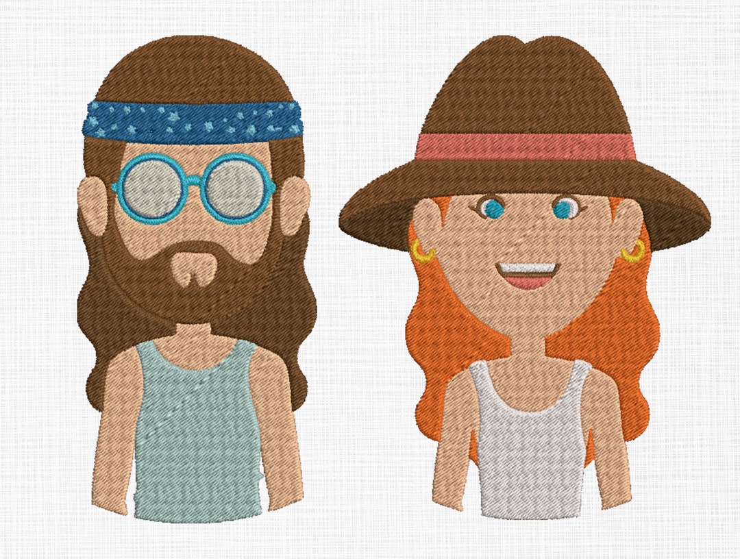 Hippies Embroidery Design Cool Hippies Embroidery Design Male - Etsy