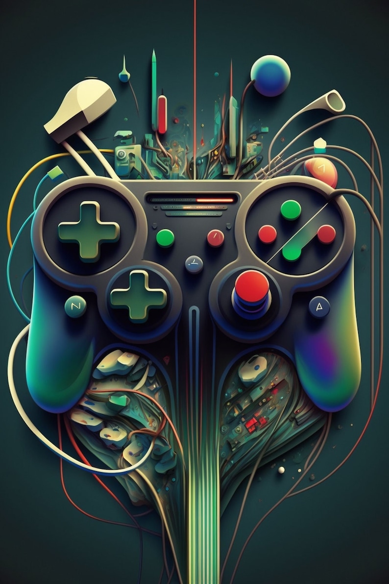 Gaming Controller Digital Art Abstract Print - Etsy
