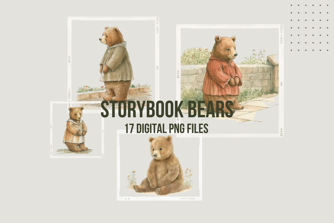 Bear Clipart Bundle Bear PNG Clipart Storybook Bear Nursery Wall Art ...