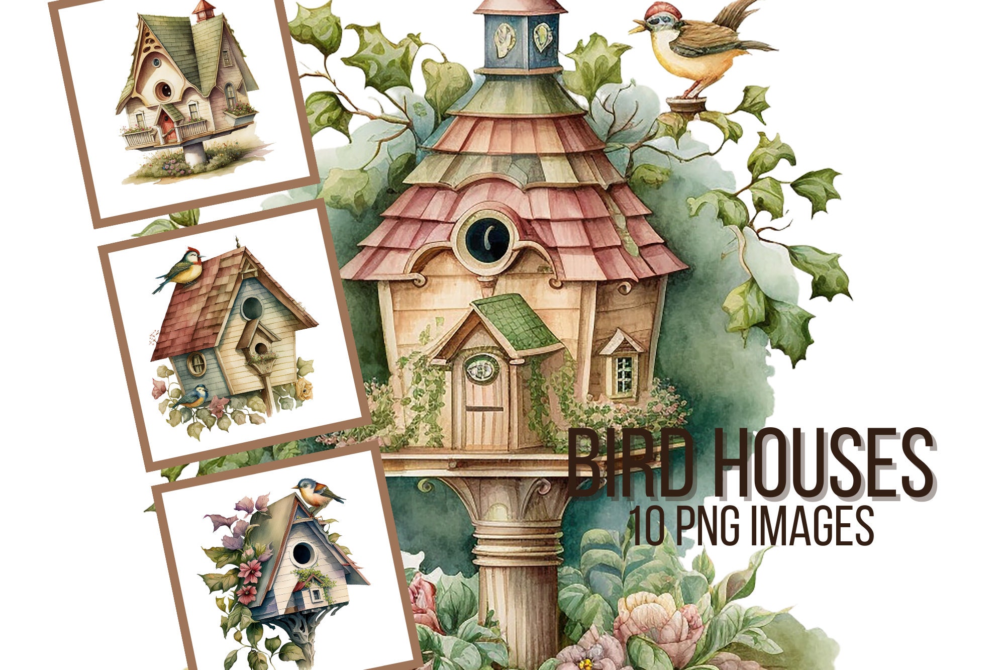 Watercolor Bird House Clipart PNG Birdhouse Spring PNG Garden - Etsy Canada