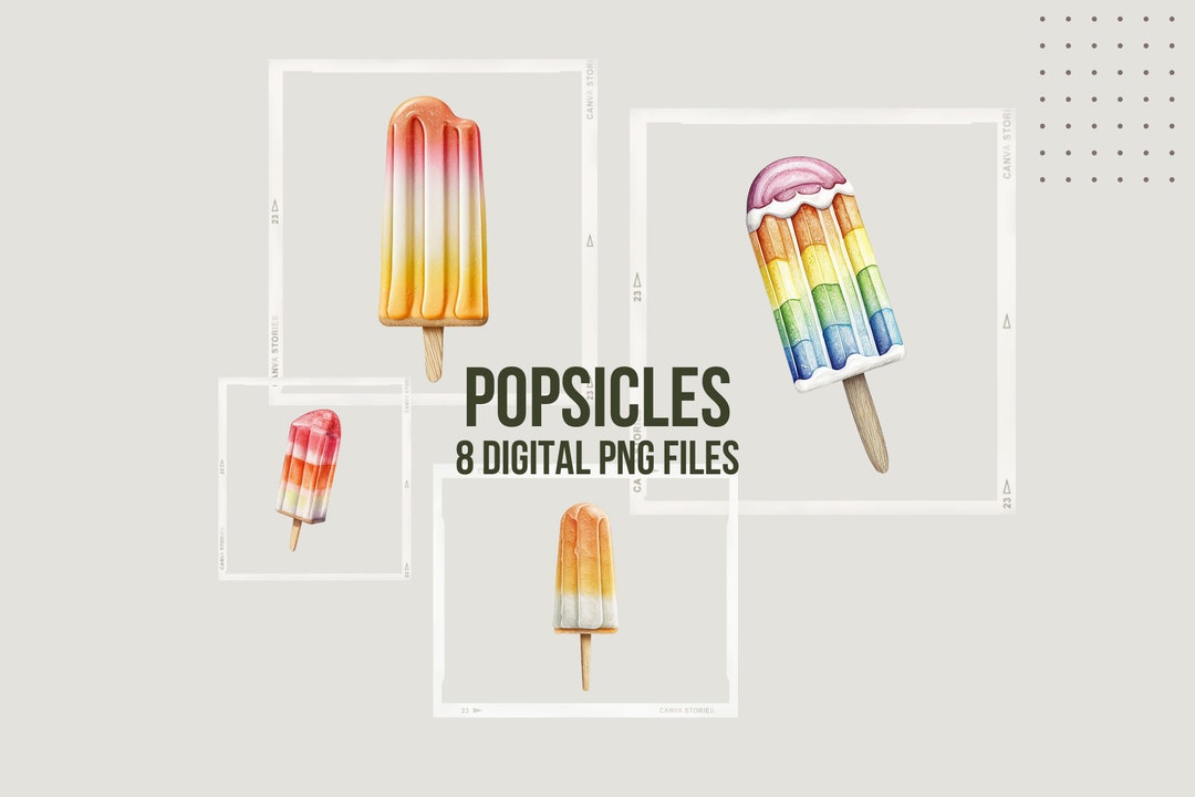 Watercolor Popsicle Clipart PNG Summer Wall Art Kitchen Dessert Clipart ...