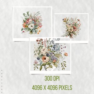 Boho Bouquet Clipart Boho Flower PNG Image Rose Arrangement Flower Clip ...