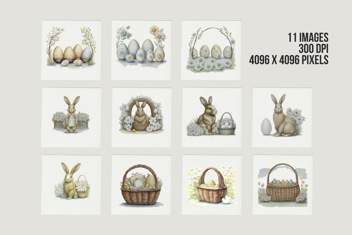 Easter Clipart Bundle Watercolor PNG Clipart, Seasonal Art, Spring Clip ...