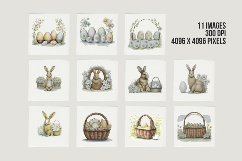 Easter Clipart Bundle Watercolor PNG Clipart, Seasonal Art, Spring Clip ...