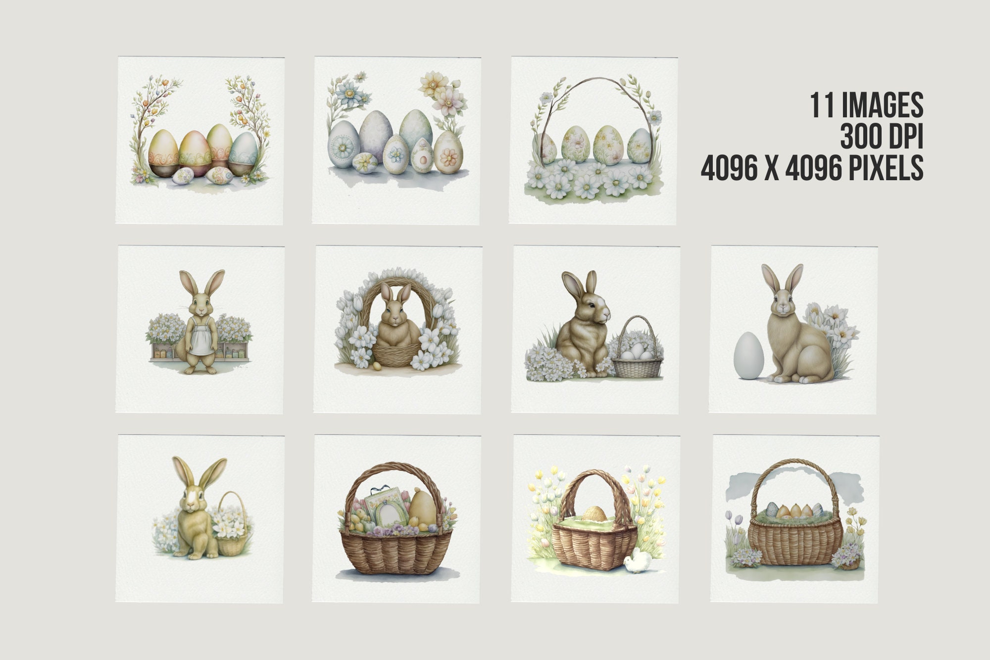 Easter Clipart Bundle Watercolor PNG Clipart, Seasonal Art, Spring Clip ...