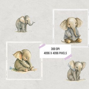 Watercolor Elephant Clipart Bundle PNG Clip Art Elephant, Instant ...