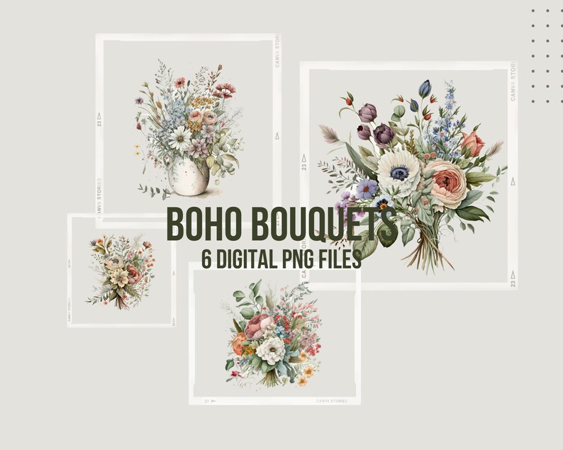 Boho Bouquet Clipart Boho Flower PNG Image Rose Arrangement Flower Clip ...