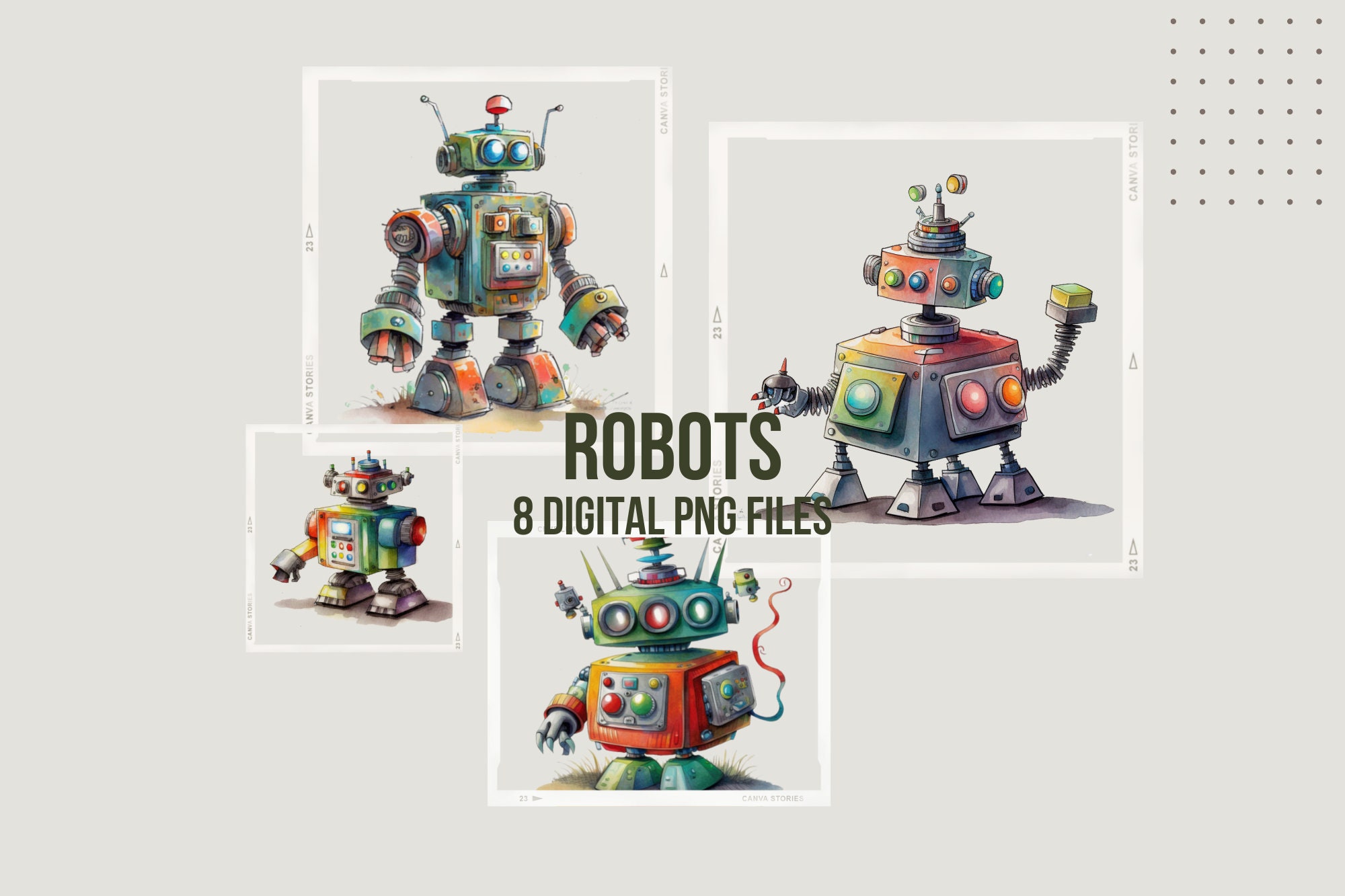 Robot Clipart Set Robot Colorful Playful, Kids Wall Art Nursery Decor ...