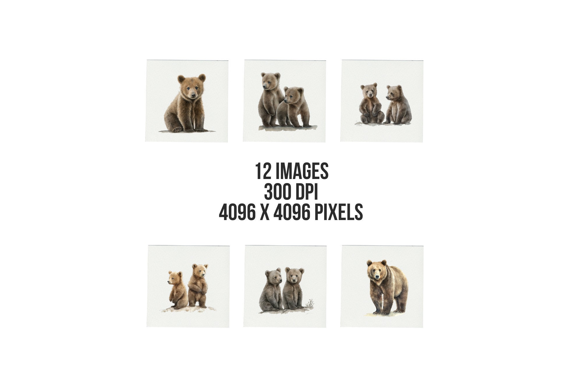 Watercolor Brown Bear PNG Clipart Bundle Nursery Wall Art - Etsy UK