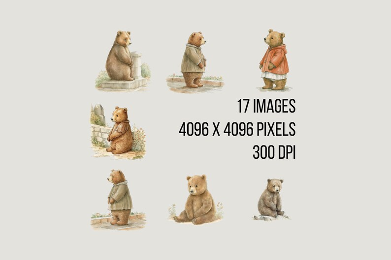 Bear Clipart Bundle Bear PNG Clipart Storybook Bear Nursery Wall Art ...