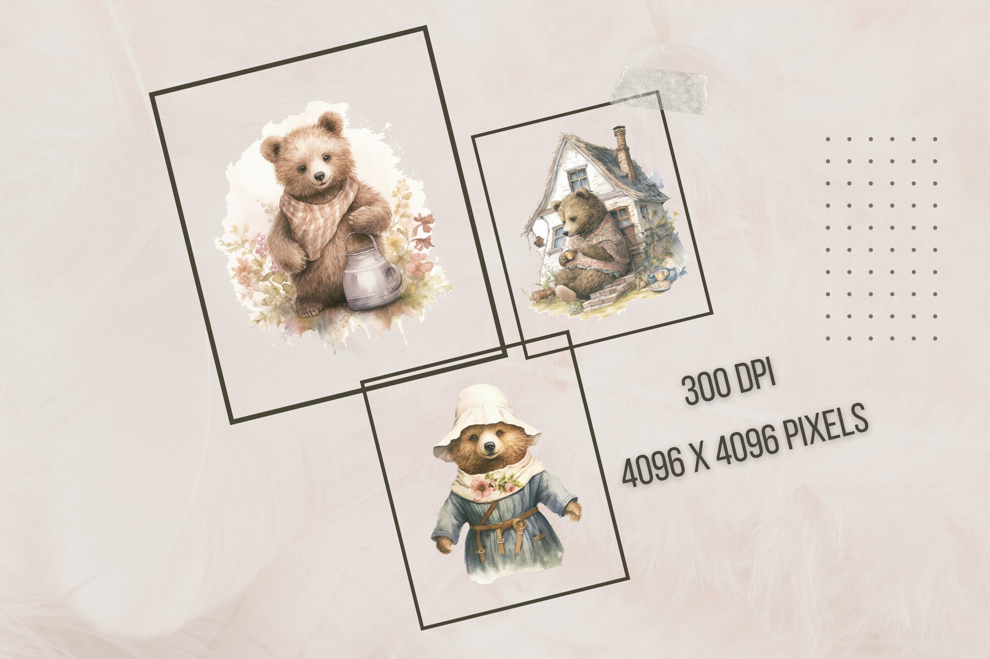 Teddy Bear Clipart Bundle Bear PNG Clipart Storybook Bear Nursery Wall ...