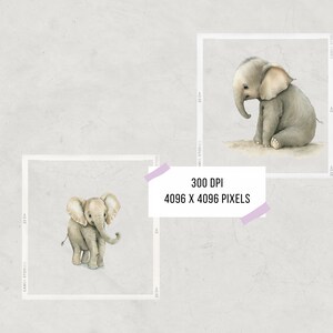 Watercolor Elephant Clipart Bundle PNG Clip Art Elephant, Instant ...