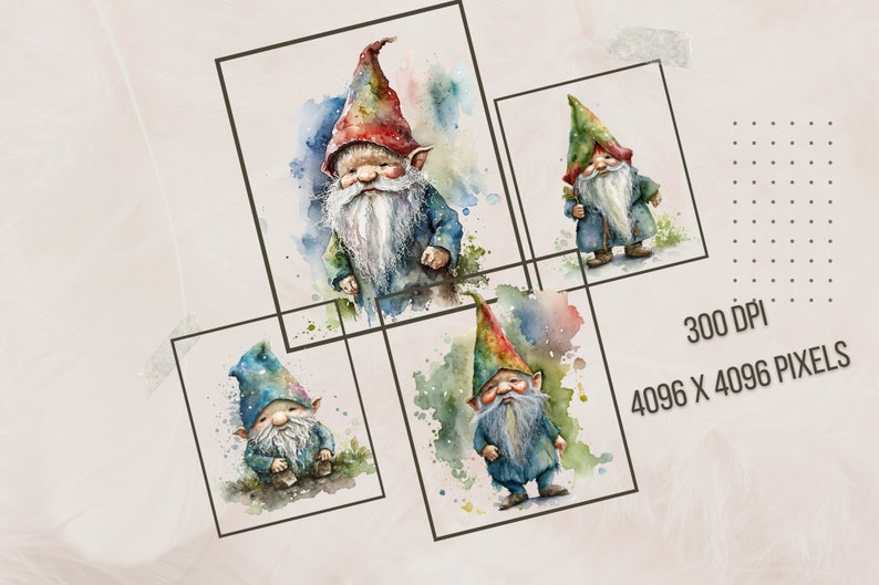 Watercolor Gnome Clipart Set PNG Clipart Gnome, Nursery Wall Art ...