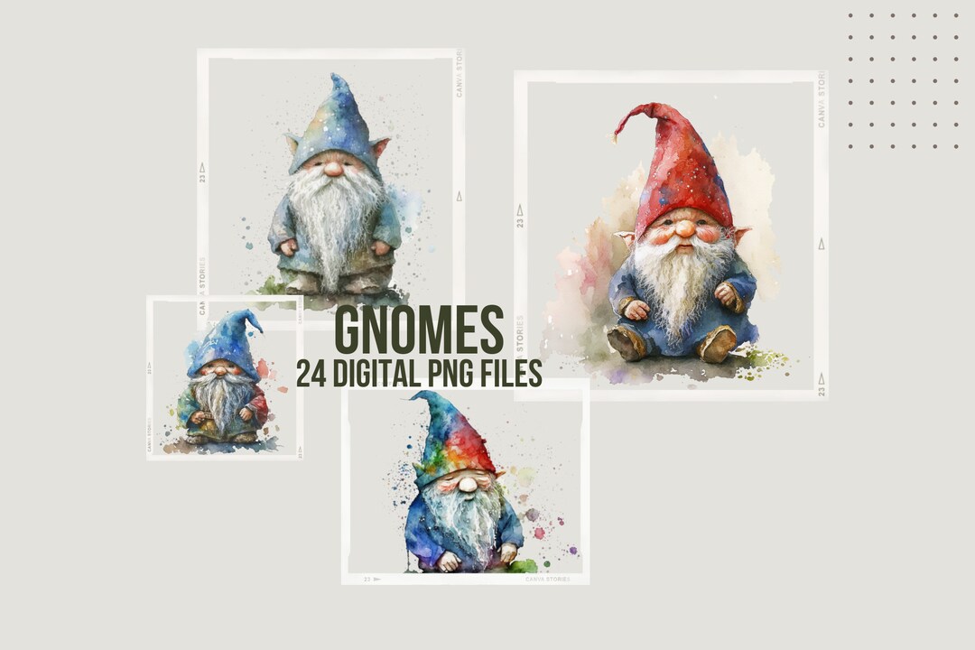 Watercolor Gnome Clipart Set PNG Clipart Gnome, Nursery Wall Art ...