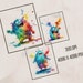 Playful Monster Clipart Bundle Watercolor Monster Digital Wall Art ...