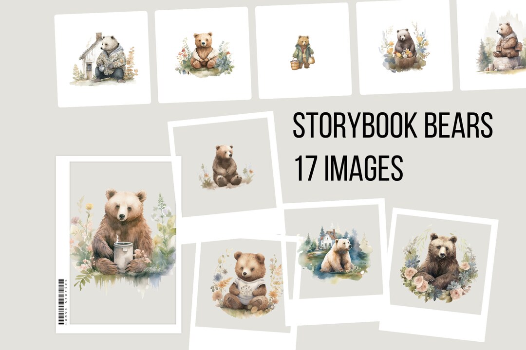 Teddy Bear Clipart Bundle Bear PNG Clipart Storybook Bear Nursery Wall ...