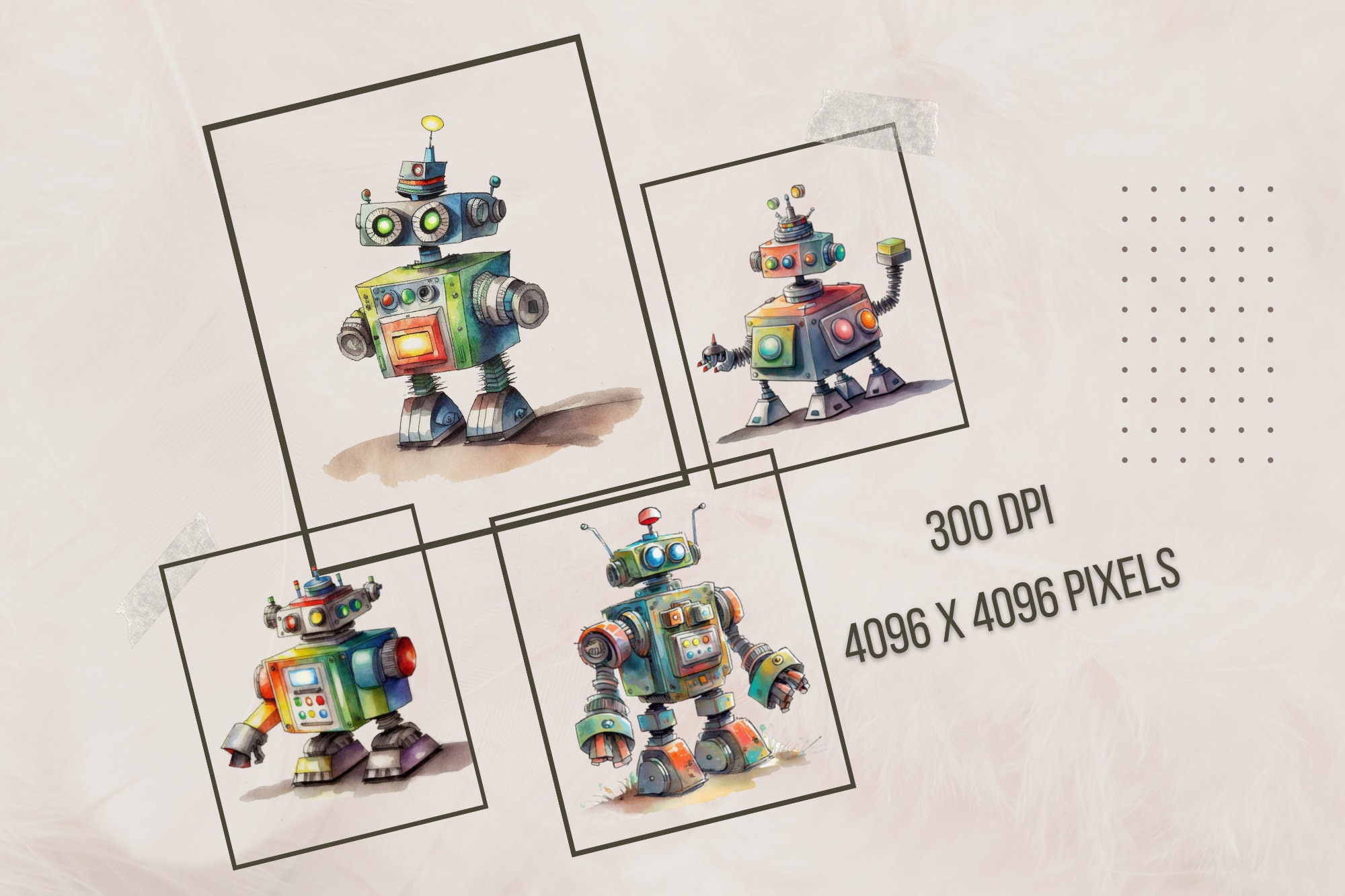 Robot Clipart Set Robot Colorful Playful, Kids Wall Art Nursery Decor ...