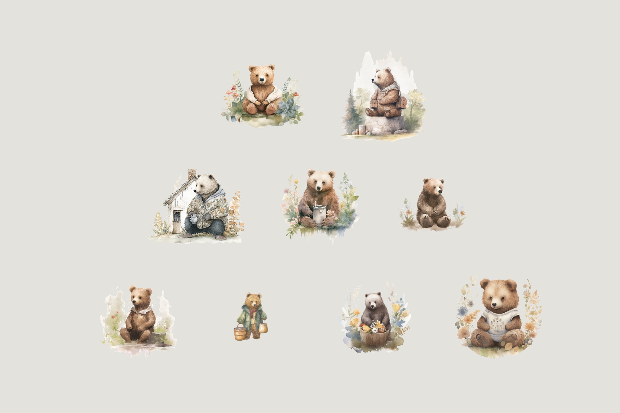 Teddy Bear Clipart Bundle Bear PNG Clipart Storybook Bear Nursery Wall ...