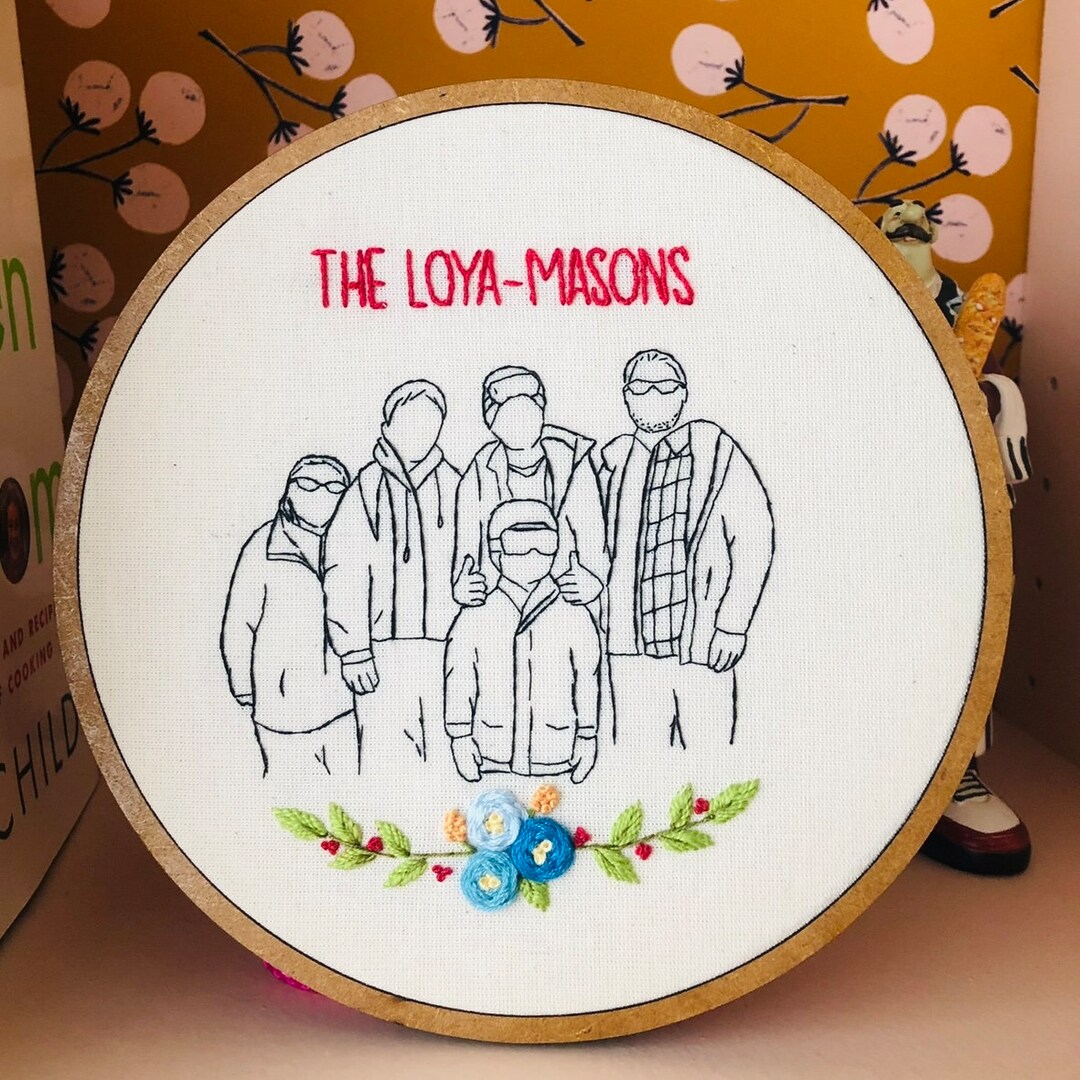 Custom Made Personalized Hand Embroidery Family Picture Portrait Hoop ...