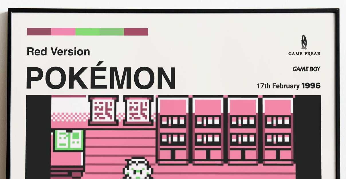 Pokémon (1996) for Gameboy - Video Game Poster, Minimalist, Red Version ...