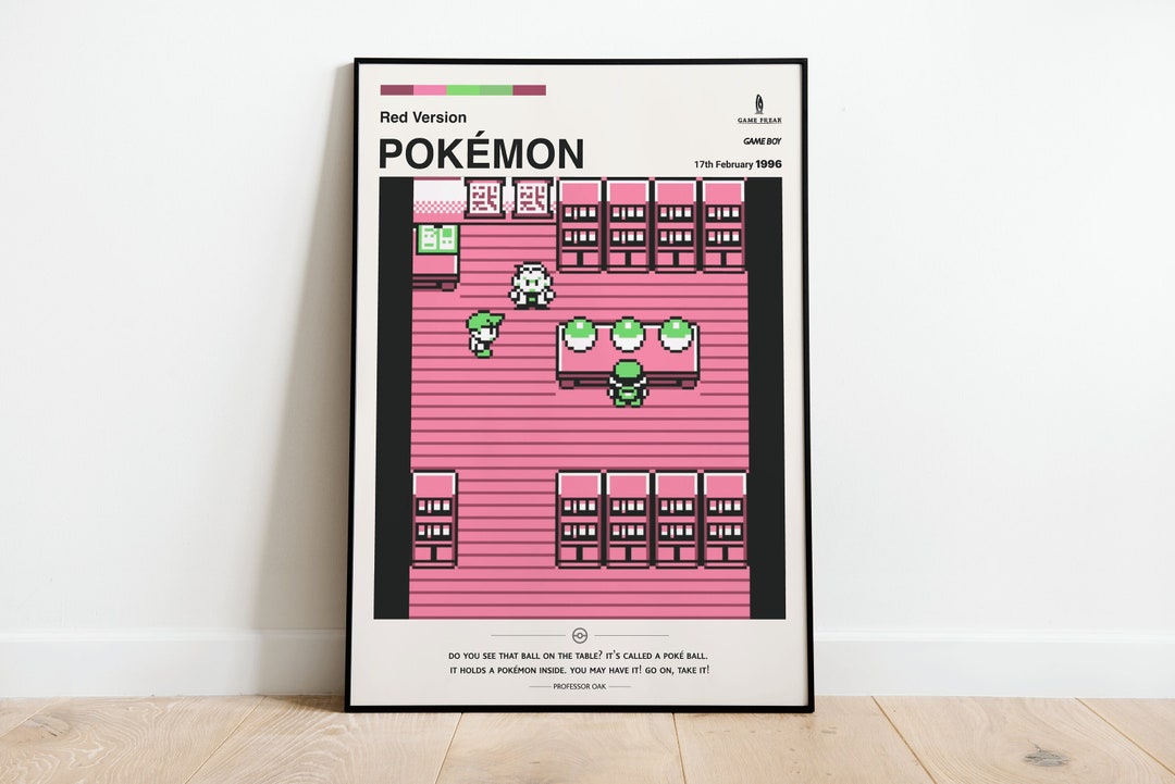 Pokémon (1996) for Gameboy - Video Game Poster, Minimalist, Red Version ...