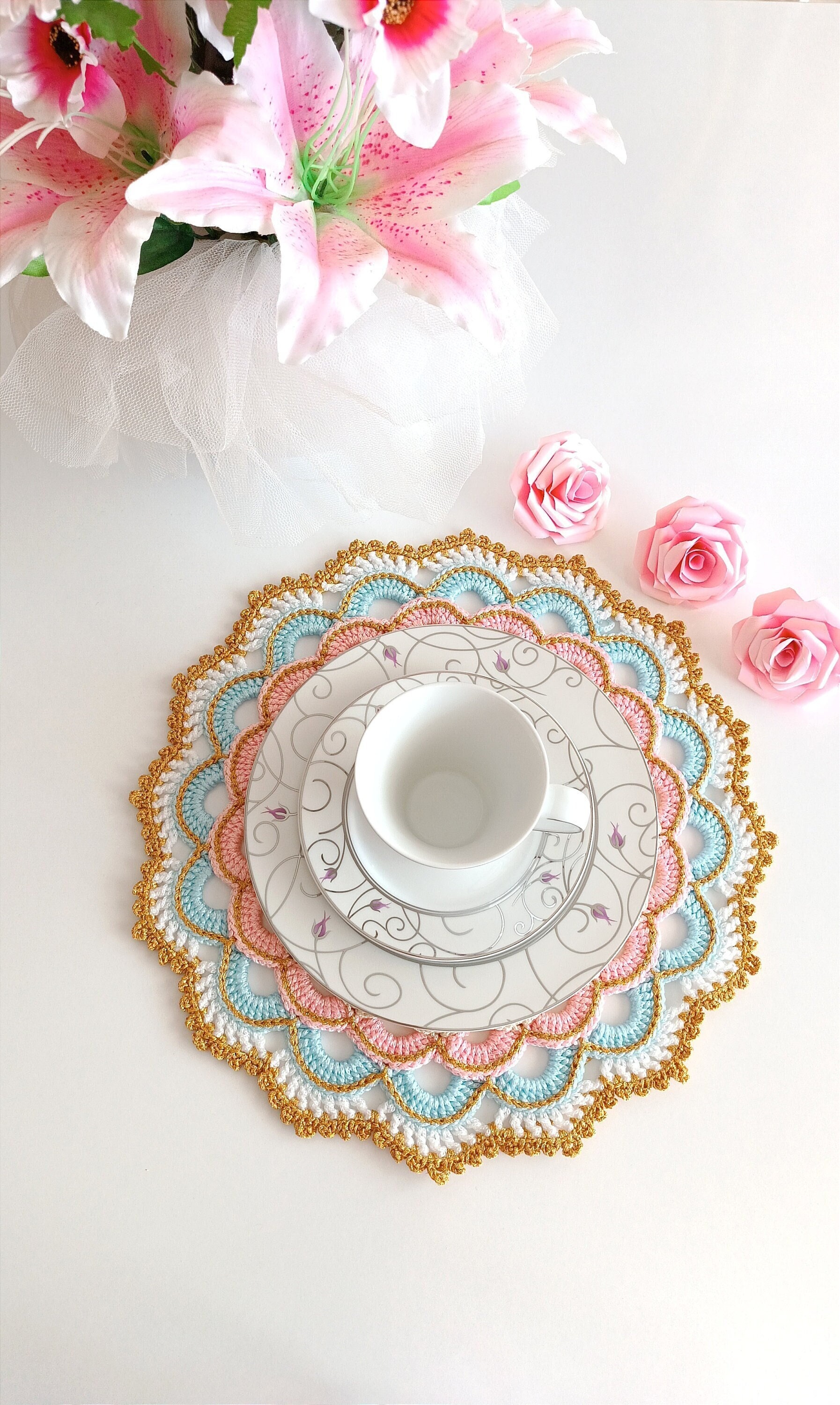 Handmade Crochet Supla Set/dining Accessory/table Decor/decorative ...