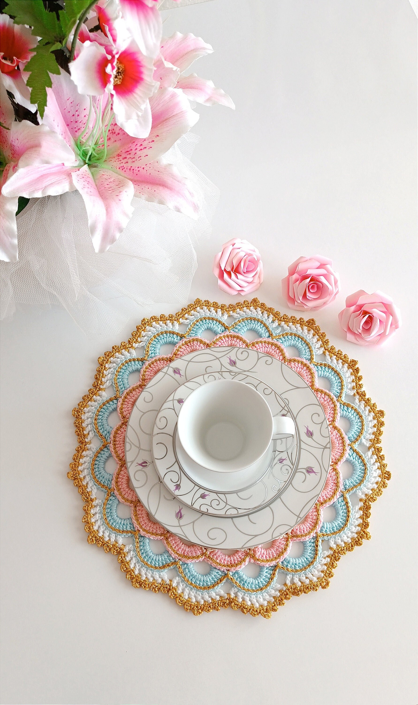 Handmade Crochet Supla Set/dining Accessory/table Decor/decorative ...