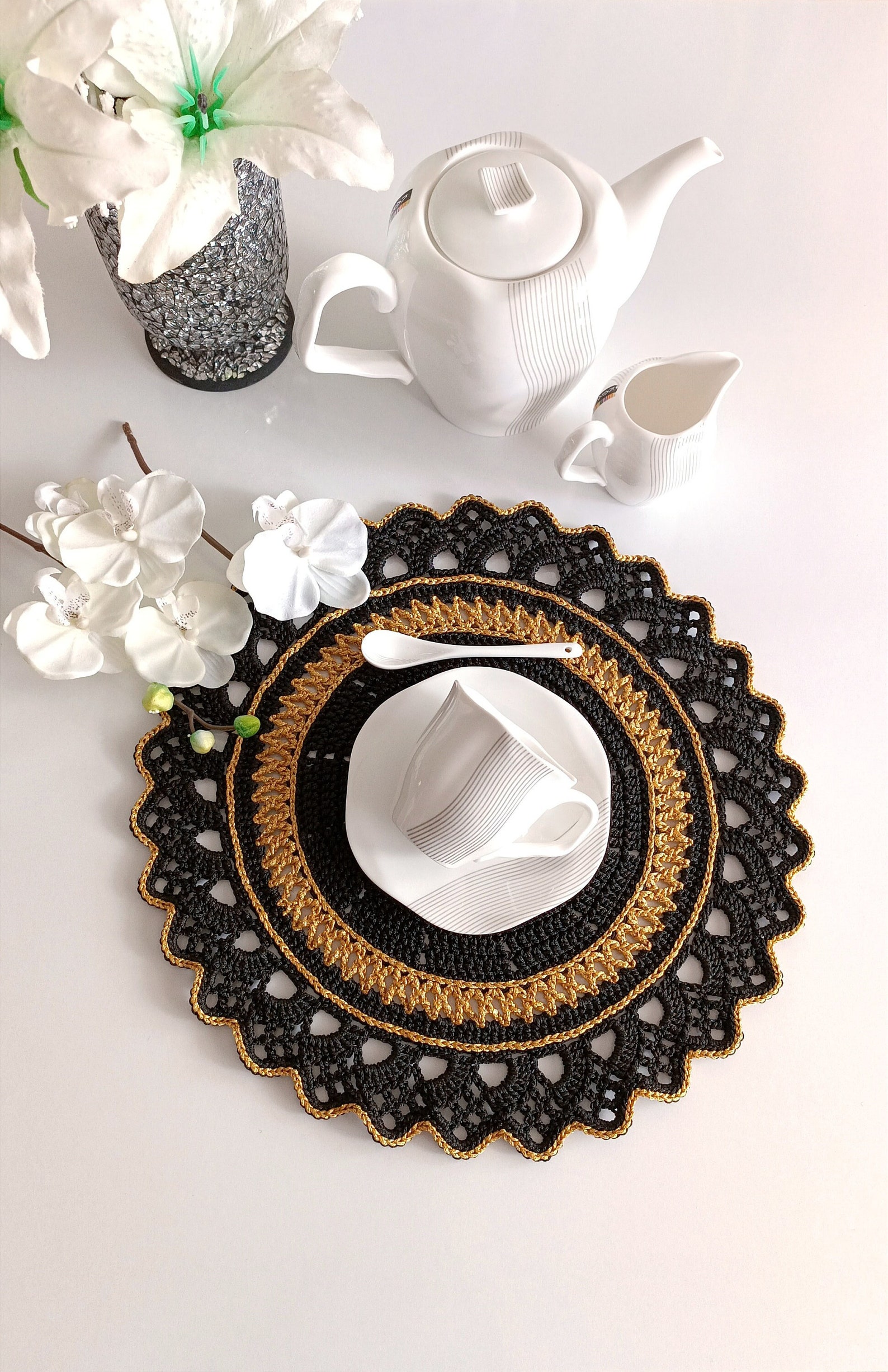 Handmade Crochet Supla Set/dining Accessory/table Decor/decorative ...