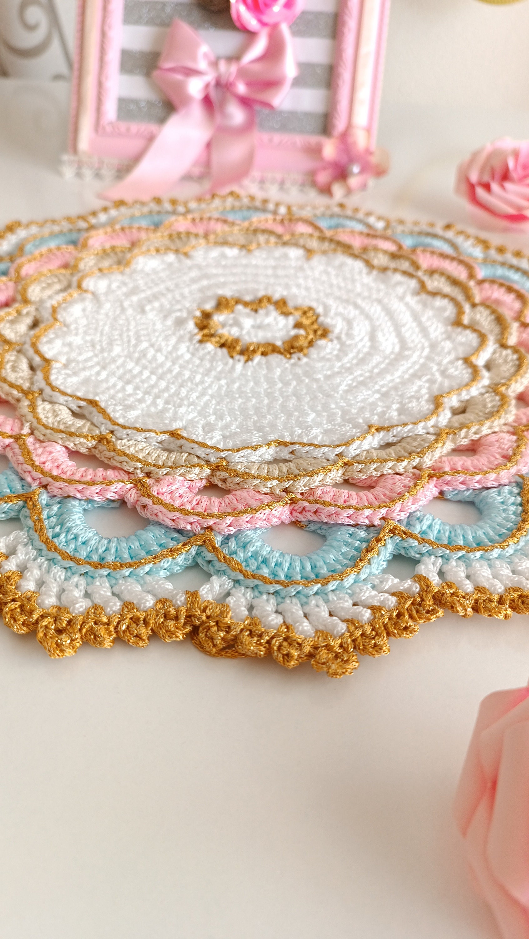 Handmade Crochet Supla Set/dining Accessory/table Decor/decorative ...