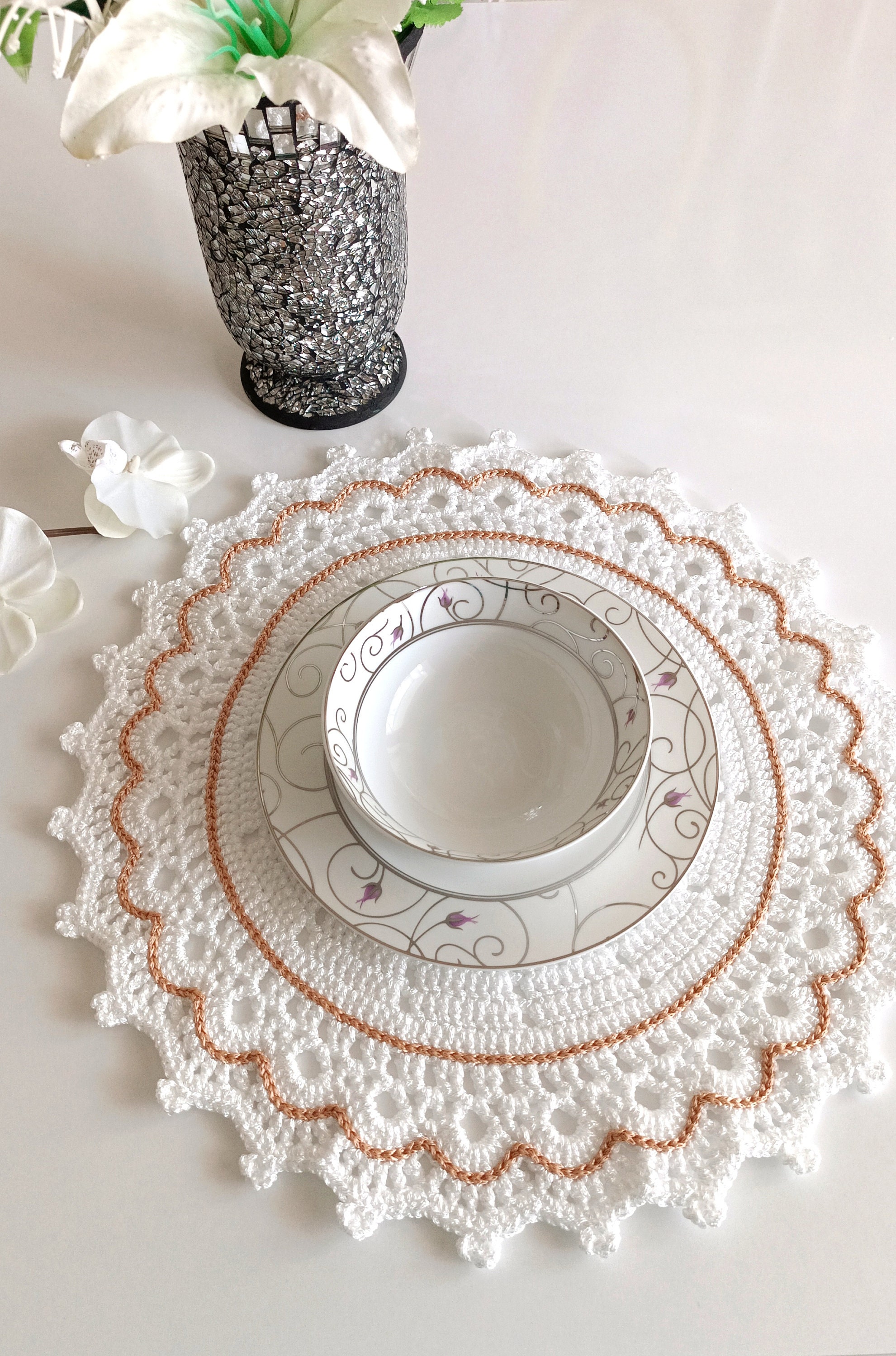 Handmade Crochet Supla Set, Dining Accessory, Table Decor, Decorative ...