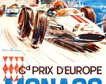 Vintage Monaco Grand Prix Wall Art Decor Historic Racing - Etsy